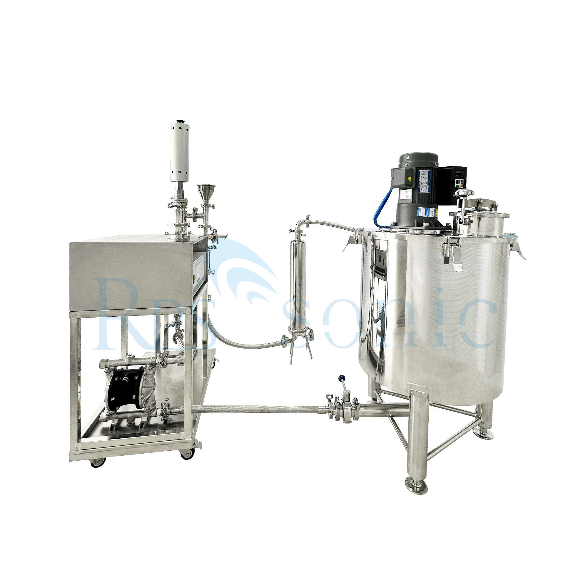 Ultrasonic homogenizer extraction mixing machine with tank